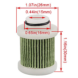 Tvent 6D8-24563-00-00 Fuel Filter Element 6D8-WS24A-00-00 18-79799 Replace for Yamaha F50 F60 F70 F75 F90 F115 LF115 T50 T60 50HP-115HP Outboard Motor with 3 Pack