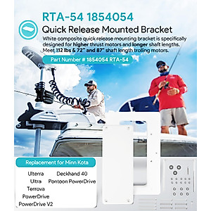 1854054 RTA-54 for Minn Kota Composite Quick Release Bracket Mounted Plate for Riptide Electric Steer Trolling Motor Terrova, Ulterra, PowerDrive V2 & Deckhand 40