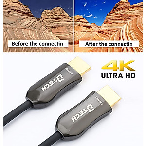 DTech Ultra Slim 150 Feet Fiber Optic HDMI 2.0 Cable 4K 60Hz 18Gbps for in-Wall Installation 150ft Projector Laptop Computer Monitor TV Camera (46 Meters)