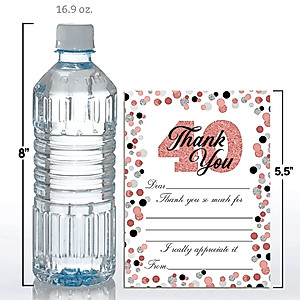 Amanda Creation Confetti Rose Gold Polka Dot 40th Birthday Themed Thank You Notes, Ten 4" x 5.5" Fill In the Blank Cards with 10 White Envelopes