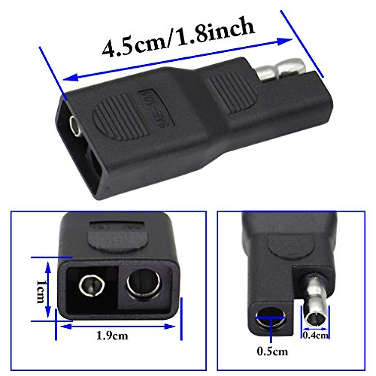 zdyCGTime SAE to SAE Polarity Reverse Adapter 2Pin SAE Connector Extension Solar Panel Power SAE Male to Female Plug Adapter Connectors,for Quick Disconnect Extension Cable(4Pack)