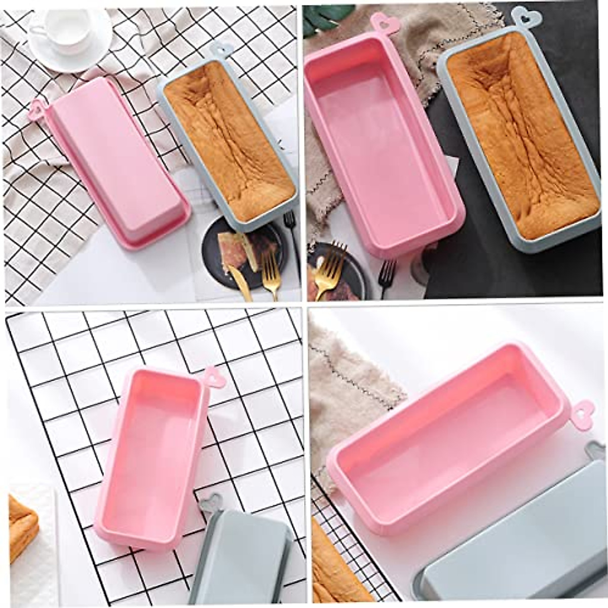 VILLCASE Silicone Baking 1pc Rectangular Silicone Mold De Para Gelatinas Mini Saucepan Silicone Loaf Pan Silicone Cake Mould Baking Tin Bread Loaf Pan Silica Gel Pink Bread Mould Household