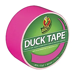 Duck Brand 1265016 Color Duct Tape, Neon Pink, 1.88 Inches x 15 Yards, Single Roll