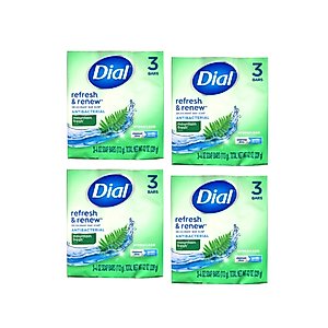 Dial Mountain Fresh Antibacterial Deodorant Bar Soap 3, 4 oz Soap Bars (Packs of 4)