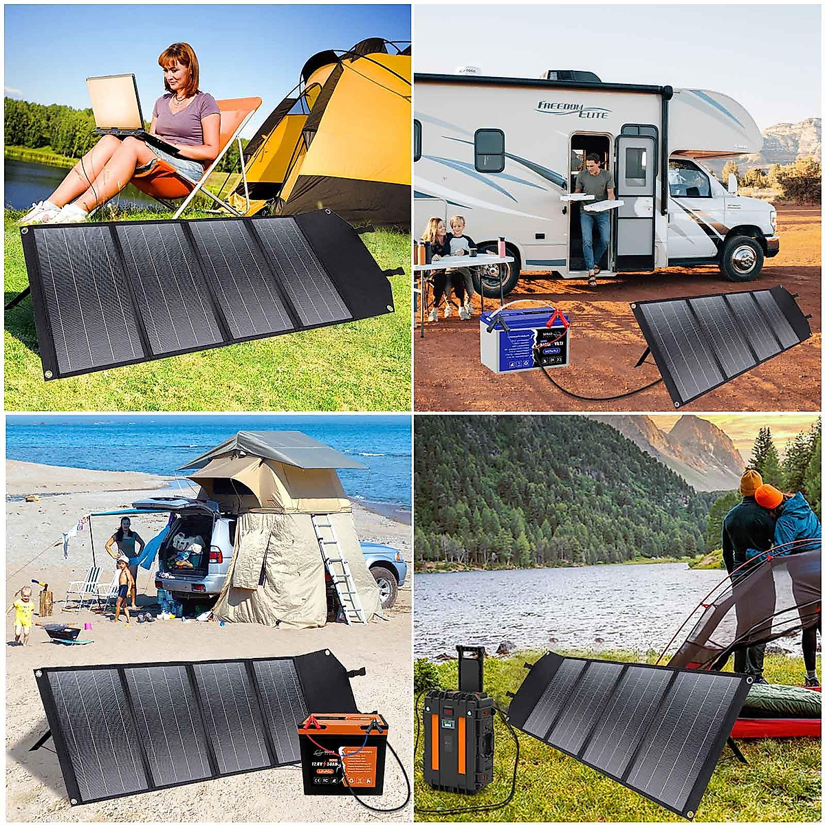 200W Portable Solar Panel for Jackery/BLUETTI/ECOFLOW Power Station, 18V Solar Panel, IP65 Waterproof Solar Panel kit with 2 USB QC + 1 PD + MC4 Output