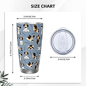 CHASOEA Beagle Tumbler 20oz Cute Dog Stainless Steel Insulated Tumblers with Lid and Straw Animal Travel Coffee Mug Wine Tea Cups Water Bottle Dogs Gifts for Women Dog Lover