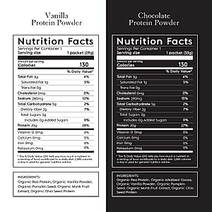 Truvani Vegan Pea Protein Powder | Sample Pack | 20g Organic Plant Based Protein | 8 Single Serving Packets | Keto | Gluten & Dairy Free | Low Carb | No Added Sugar