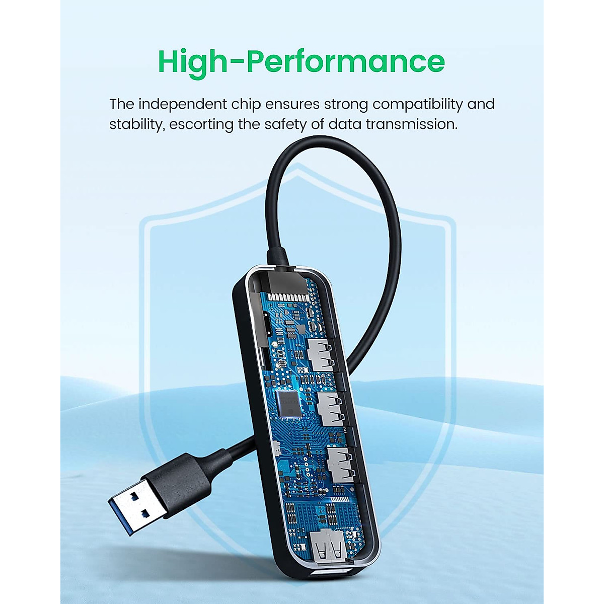 USB 3.0 Hub, 4 Port USB Hub Splitter USB Expander Compatible with MacBook Air, Mac Pro, iMac, Surface Pro, Laptop, PS4, XPS, Xbox, Flash Drive, HDD, Keyborad, Mouse