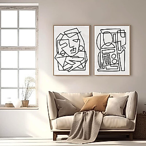 ArtbyHannah Framed Canvas Wall Art Set, Large Contemporary Abstract Wall Art, Framed Minimalist Wall Art for Modern Living Room bedroom office, 20"x28"x2