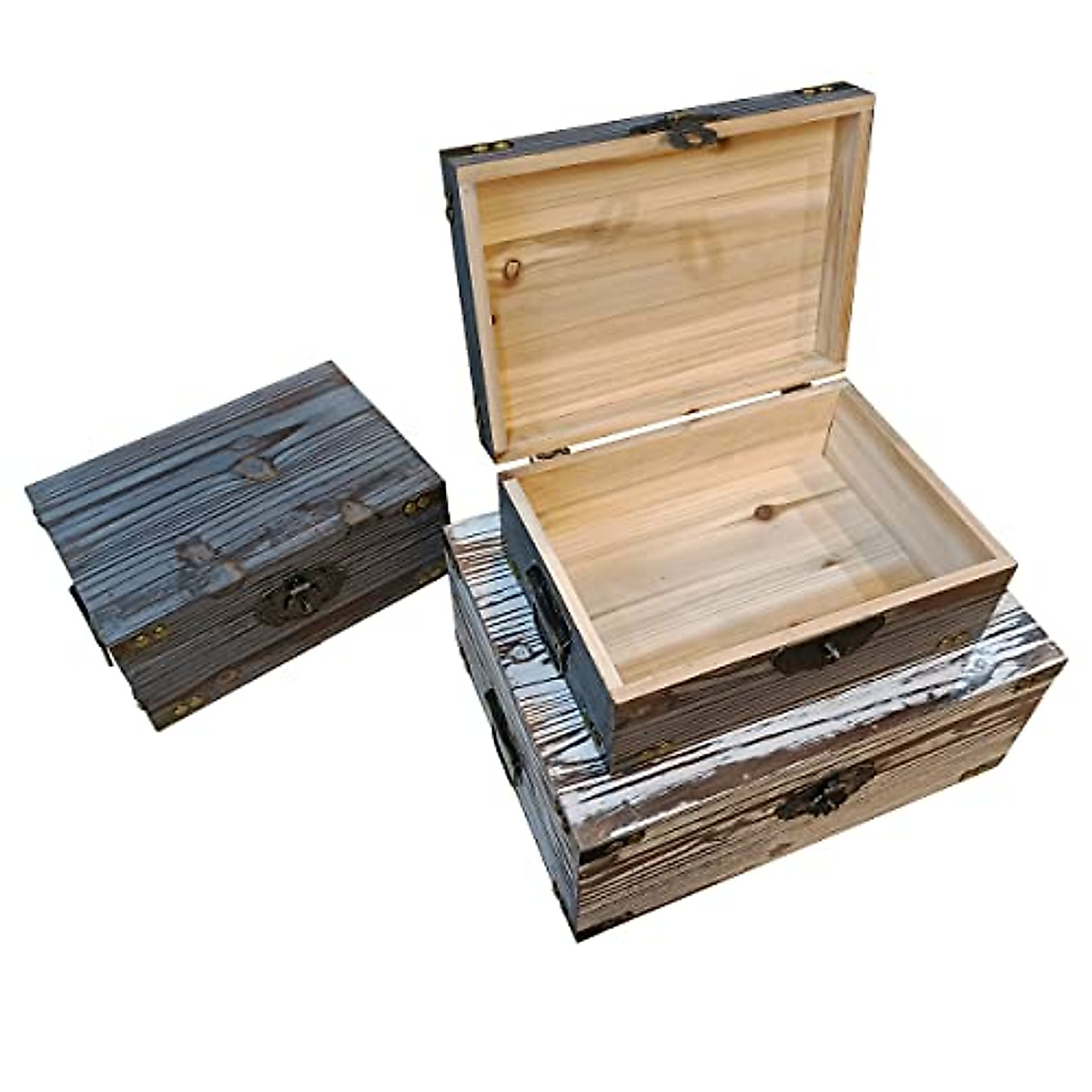 Wooden box, handicraft storage box, suitable for art hobby and family storage, handmade wooden box, commemorative gift jewelry box, collection box (10.62 * 7.51 * 4.33inch, Retro grey)