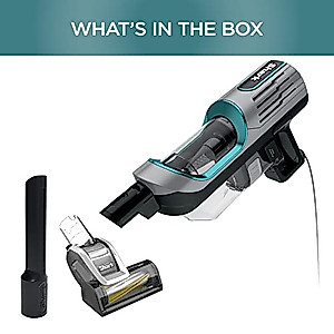 Shark HH202 Ultralight Corded Handheld Vacuum with Self-Cleaning Power Brush & Crevice Tool, Hypervelocity Suction & Removable, Perfect for Pets, Teal, 0.35 Qt. Dust Cup