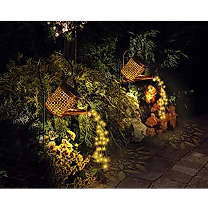 Light Solar Powered Watering Can with LED Light Solar Fairy Lights with Outdoor String Lights Hanging Solar Lantern Garden Decor Outdoor Lanterns Gifts Waterproof for Garden Patio Yard Pathway Walkway