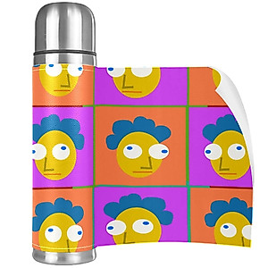 Stainless Steel Leather Vacuum Insulated Mug 昏阙脑袋 | Thermos Water Bottle for Hot and Cold Drinks Kids Adults 16 Oz