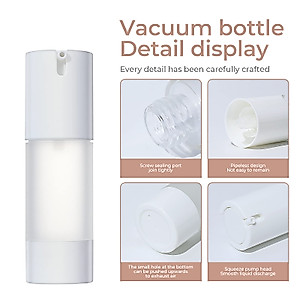 longway 3pcs Empty Refillable Airless Pump Bottle,Travel Foundation Containers,Airless Cosmetic Pump Bottle for Hand Sanitizer, Toner,Gel,Hair Oil, Lotion and Face Cream (1oz/30ml, frosted)