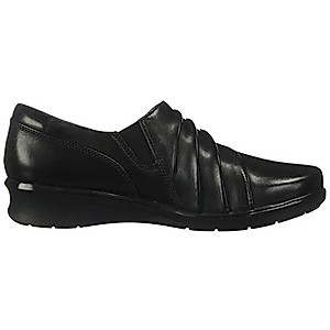 Clarks Women's Hope Roxanne Loafer, Black Leather, 9.5 W US