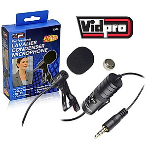 New Vidpro XM-55 15-Piece 11" Condenser Shotgun Video & Broadcast Microphone Kit with Vidpro XM-L Wired Lavalier Condenser Microphone 20' Audio Cable for Canon Nikon Sony DSLR Camera Camcorders