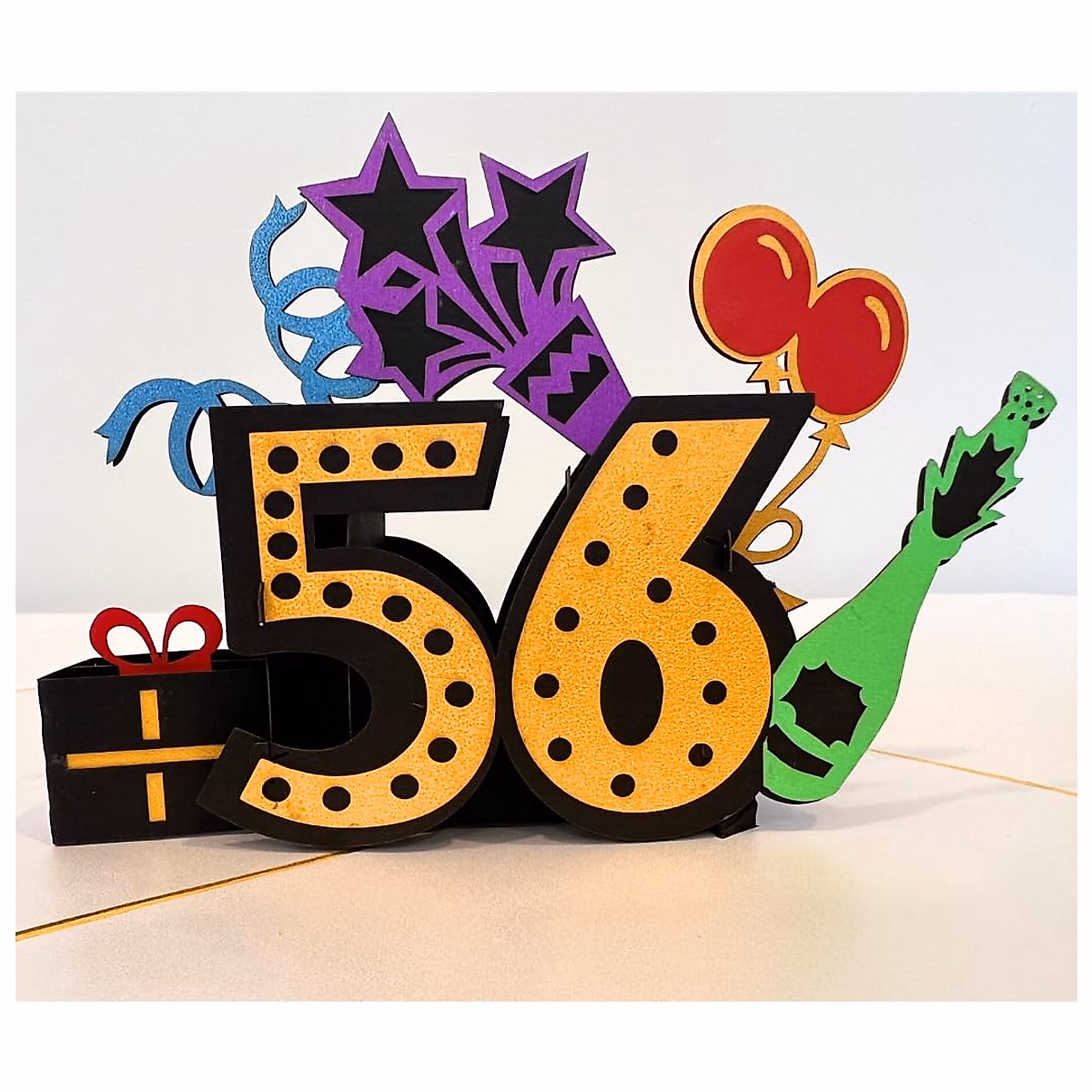 ALPHAK Happy 56th Birthday 3D Pop Up Card, Birthday 3D Greeting Card, 56th Birthday Gifts