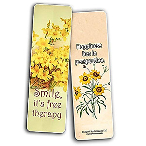Creanoso Floral Inspirational Sayings Bookmarks (30-Pack) – Stocking Stuffers Gift for Men & Women, Teens – Awesome Bookmark Collection – Book Reading Rewards Incentives – Page Binder