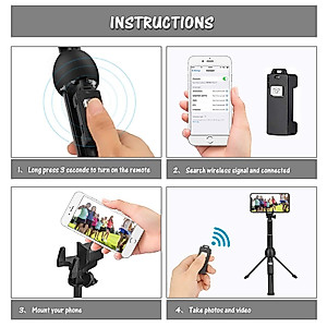 Selfie Stick, Professional 45-Inch Selfie Stick Tripod, Extendable Selfie Stick with Wireless Remote & Tripod Stand for iPhone 14 13 12 11 pro Xs Max Xr X 8 7 6 Plus/Samsung Galaxy Note 9/S9 Plus More