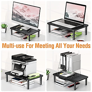ELIVED 2 Pack Monitor Stand Riser - 3 Height Adjustable Monitor Stand for Laptop, Computer, PC, Printer, Mesh Metal Monitor Riser for Desktop Organizer.