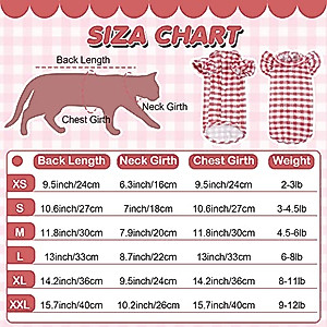 Yagamii Cotton Cat Clothes White and Red Plaid Cat Shirt with Cute Sleeves Dog Pet Apparel Kitten T-Shirt Breathable Pet Clothes Outfit Cat Costume for Kitty Small Dogs Puppy