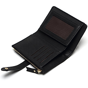 Fanaztee Womens RFID Blocking Black Leather Organized Wallets Purse Compact Bifold Clutch for Girls