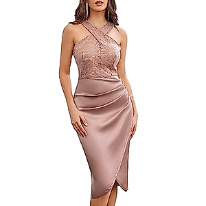 Lace Dress for Women 2023 Semi Formal Dress Cocktail Club Dress Pink Size 8