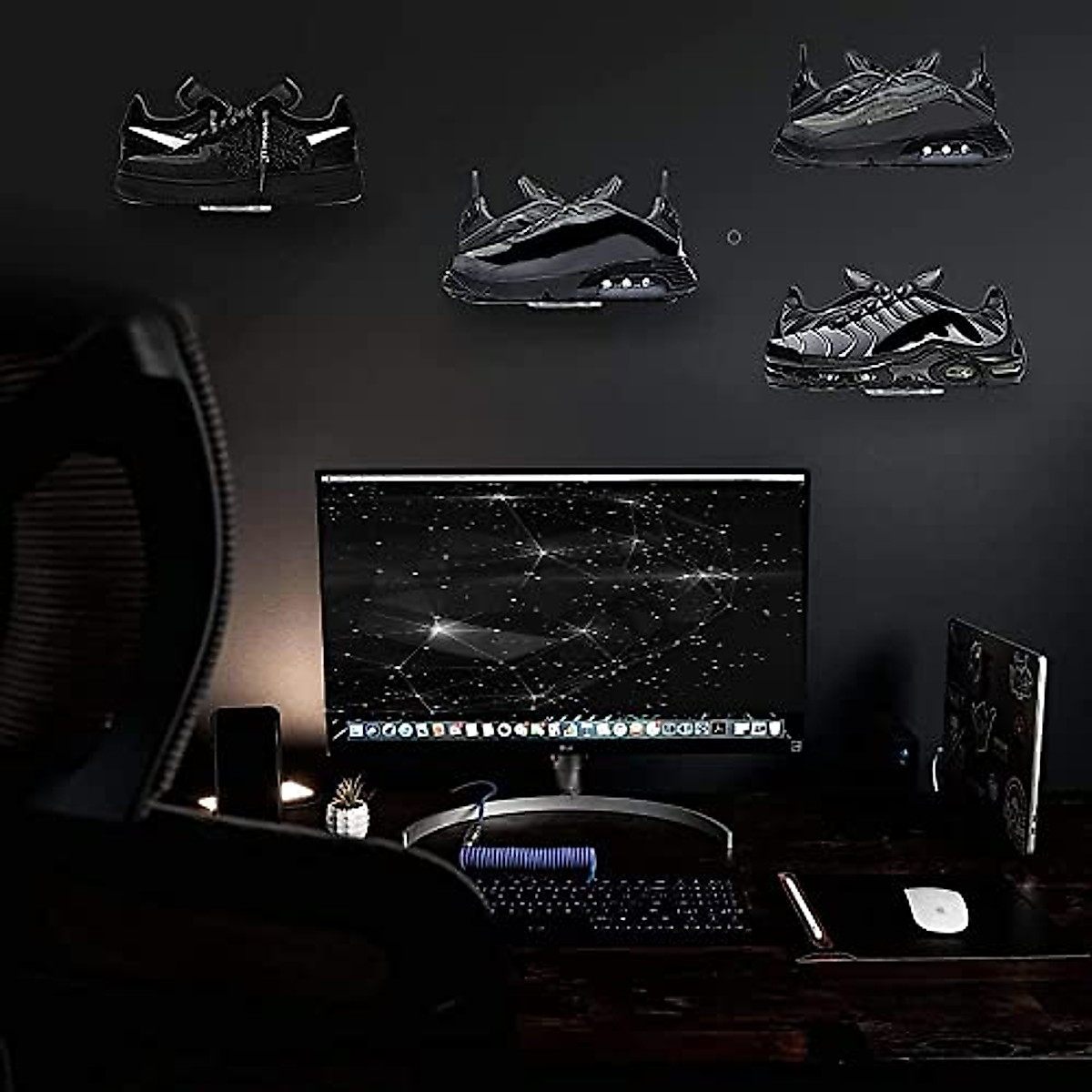 NC Floating Shoe Display Shelf for Wall Mount,Levitating Shoe Rack for Wall-Clear Acrylic Floating Shelves for Showcase Sneaker Collection (Set of 6)