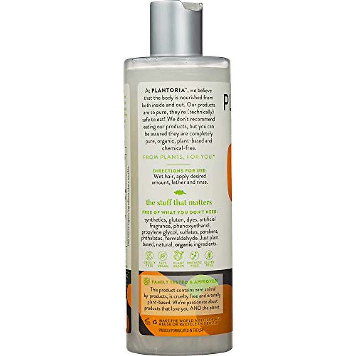 Plantoria Moroccan Argan Oil Shampoo | Plant Based Pure Vegan Organic Anti Dandruff & Frizz Hair Products for Women, Men, Teens, Kids | Natural Hair Shampoo With Coconut, Argan, Jojoba, Vitamin E