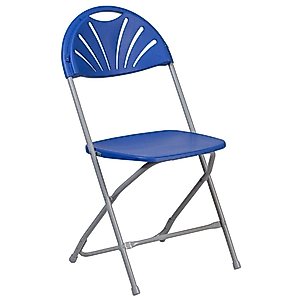 Flash Furniture 2 Pack HERCULES Series 650 lb. Capacity Blue Plastic Fan Back Folding Chair