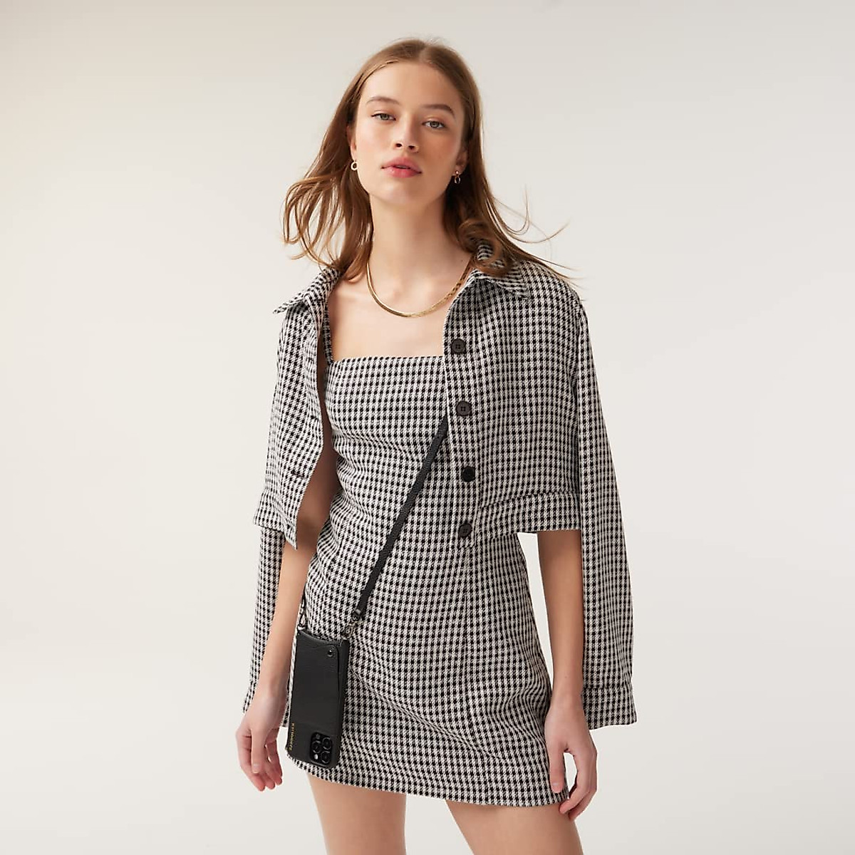 Bandolier Emma Crossbody Phone Case and Expanded Zip Pouch Set - for iPhone 14 Pro Max - Black/Pewter