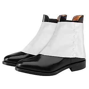 1920s White Mens Costume Accessories Set Including Gangster Spats Suspenders Y-Back Trouser Braces White Tie