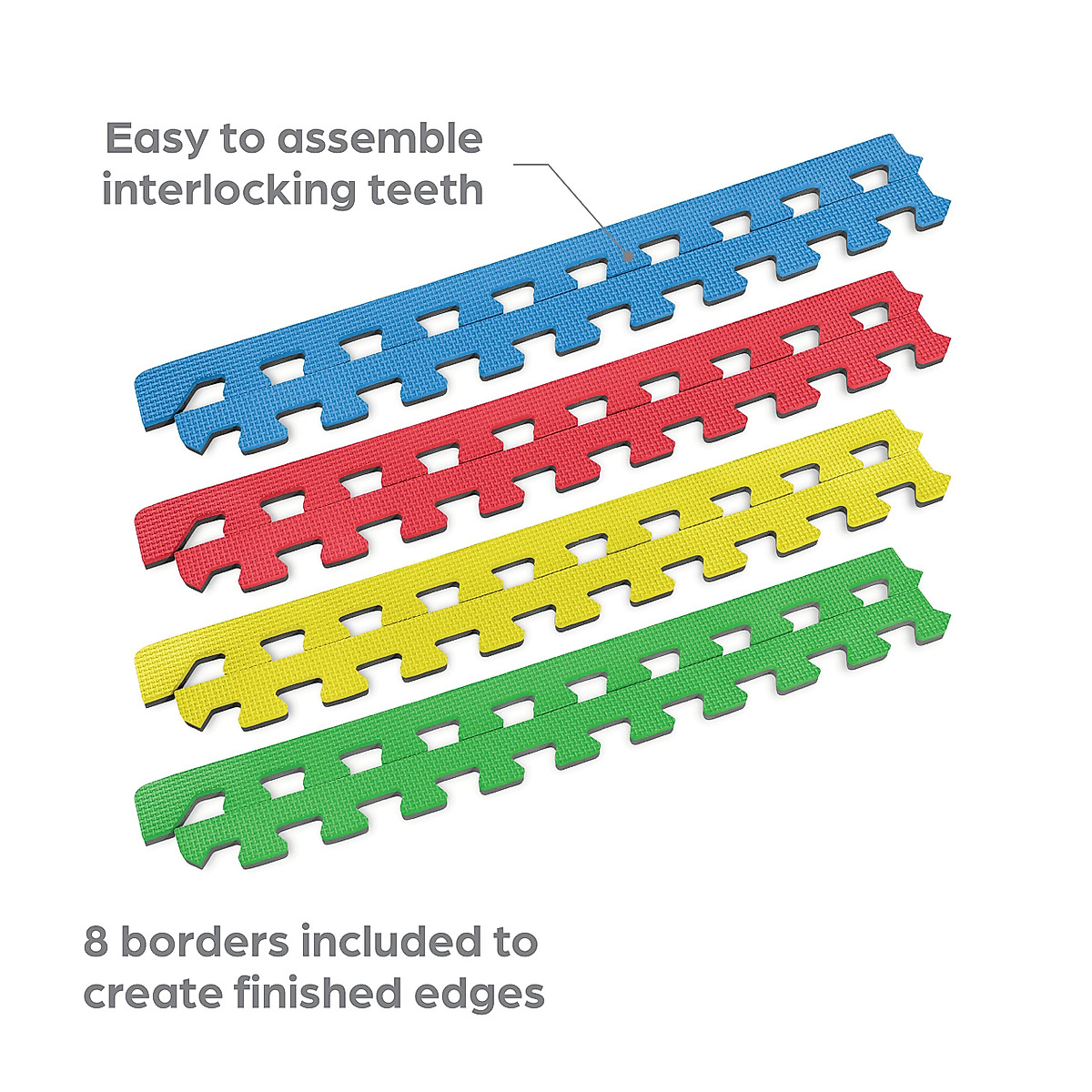 NÖRSK Kid's Floor Play Mat, Reversible Interlocking Foam Puzzle Tiles and Borders, 4-Pack, 16 Square Feet, Multi-Color