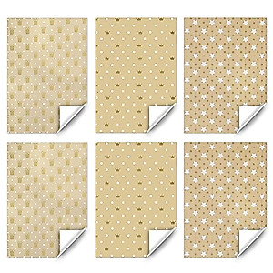 Elegant Gift Birthday Princess Wrapping Paper For Mom Dad Boys Girls Friends, 20x28" Per Sheet(6 sheets:23 sq.ft.ttl.) in 3 Designs Include Classic Patterns Like Polka Dots Crown Gift Package Stars For Wedding Bridal Shower Engagements Birthday Christmas