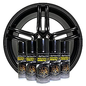 DipYourCar HyperDip Wheel Paint Kit, DIY Set of Rim Paint, Sprayable Automotive Dip Coat, Peelable Protection for Car Rims, Paint for Rims, Gloss Coat Spray - (Piano Black)