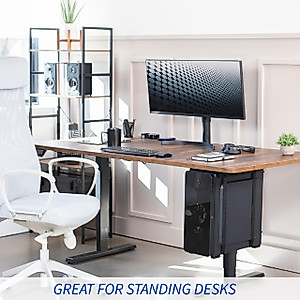 VIVO Under-Desk and Wall Mount PC Adjustable Strap and Steel Bracket Holder, Computer Case Carrier, Black, MOUNT-PC02S