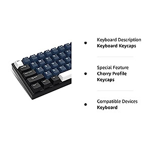 dagaladoo 131 Keys Double Shot Keycaps, Cherry Profile PBT Keycaps Full Set, XVX Custom Keyboard Keycaps for 60% 65% 75% 100% Cherry Gateron MX Switches Mechanical Keyboard, Dark Blue/Black/White