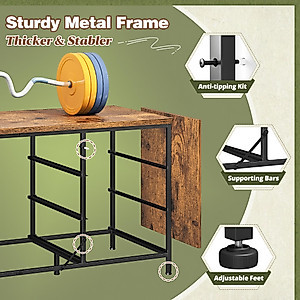 EnHomee Dresser TV Stand with 9 Drawers for 60'' TV Stand for Bedroom Long Dresser for Bedroom Wide Dressers & Chests of Drawers, Sturdy Metal Frame & Wood Top, Living Room, Closet, Rustic Brown