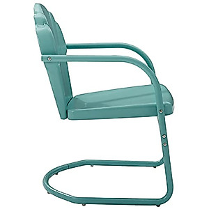 Crosley Furniture CO1029-BL Tulip Retro Outdoor Metal 2-Piece Armchair Set, Pastel Blue Satin