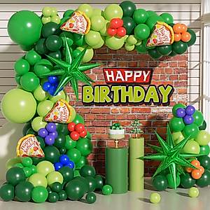 151PCS Green Balloon Arch Garland Kit with Green Red Orange Blue Foil Balloons for Baby Shower Birthday Party Decorations