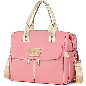 CSFICTS Lunch Bag for Women, Extra Large Insulated Lunch Box, Wide-Open Lunch Tote Cooler Bag With Side Pockets and Removable Shoulder Strap, Lunchbag For Work Picnic Hiking Beach, Pink