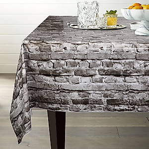 PHOGARY 2 PCS Brick Tablecloth, Party Wall Backdrop, Stone Print Table Covers Disposable Plastic Rectangular Table Covers, Photo Brick Decal Wallpaper for Winter/Christmas Party
