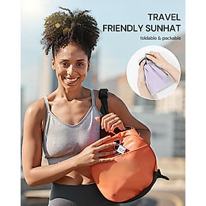 BENEUNDER Large Brim Foldable Sun Visor for Women UPF50+ UV Protection (Beige)