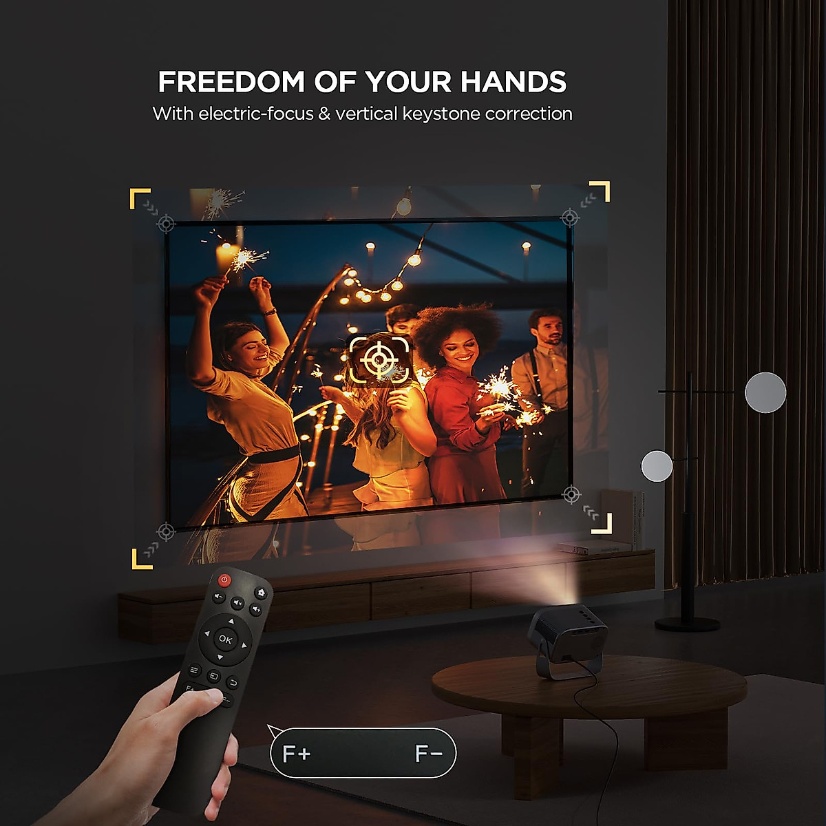 [Electric-Focus] Mini Projector Upgraded, Sovboi Portable with 5GWiFi & Bluetooth, 1080P Outdoor Movie Projector, 400'' Screen , Compatible iOS/Android/TV Stick/HDMI/PS5, Grey (VB6)