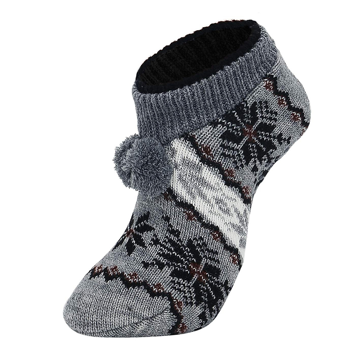 American Trends Slipper Socks Womens Fuzzy Socks with Grips Winter Non Slip Socks for Women Christmas Gift Warm Socks Grey Black Snow