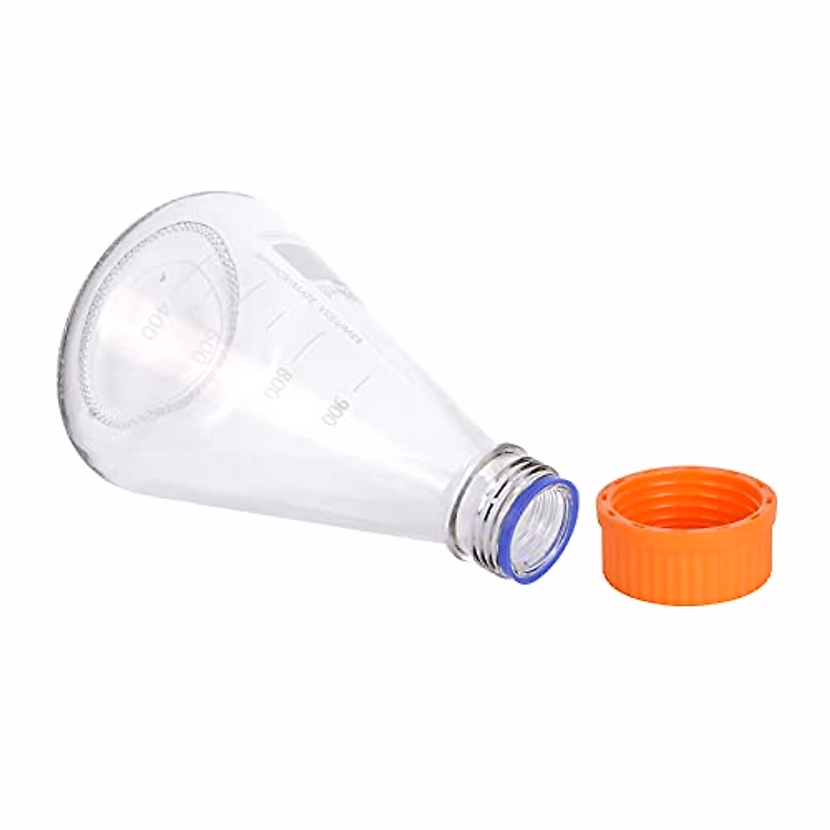 Moonetto 3 Pack 1000ml Narrow Mouth Graduated Lab Erlenmeyer Glass Flask with Orange Screw Cap