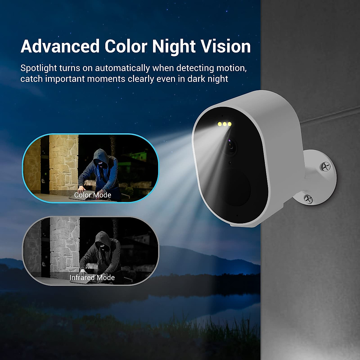 blurams Solar Security Cameras Outdoor with 2K, Cameras for Home Security with Color Night Vision, IP66 Weatherproof, PIR Human Detection, 2-Way Audio w/Siren & Spotlight, Works w/Alexa