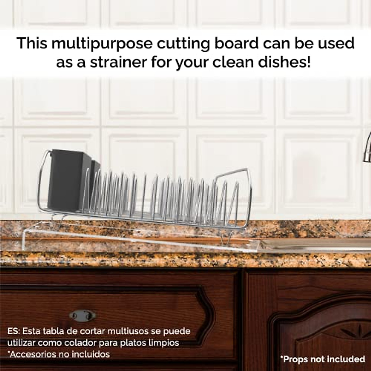 Clear Acrylic Cutting Board 24" x 18" with 1 Inch Lip Countertop Charcuterie Chopping Block and Several Rubber Bumpers by Marketing Holders