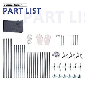 Quictent 6x6 ft Portable Garage Shelter Heavy Duty Car Canopy Carport Outdoor Storage Shed for Motorcycle, Bike or Garden Tools-Gray