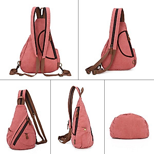 KL928 Canvas Sling Bag - Small Crossbody Backpack Shoulder Casual Daypack Rucksack for Men Women